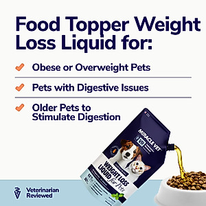 MIRACLE VET Pet Healthy Weight Management Dog Food & Cat Food Topper for Pet Weight Loss | Fat Burner Supplement for Low Fat Dog Food, Weight Control Dog Food, Diet Dog Food for Weight Loss | 15 oz