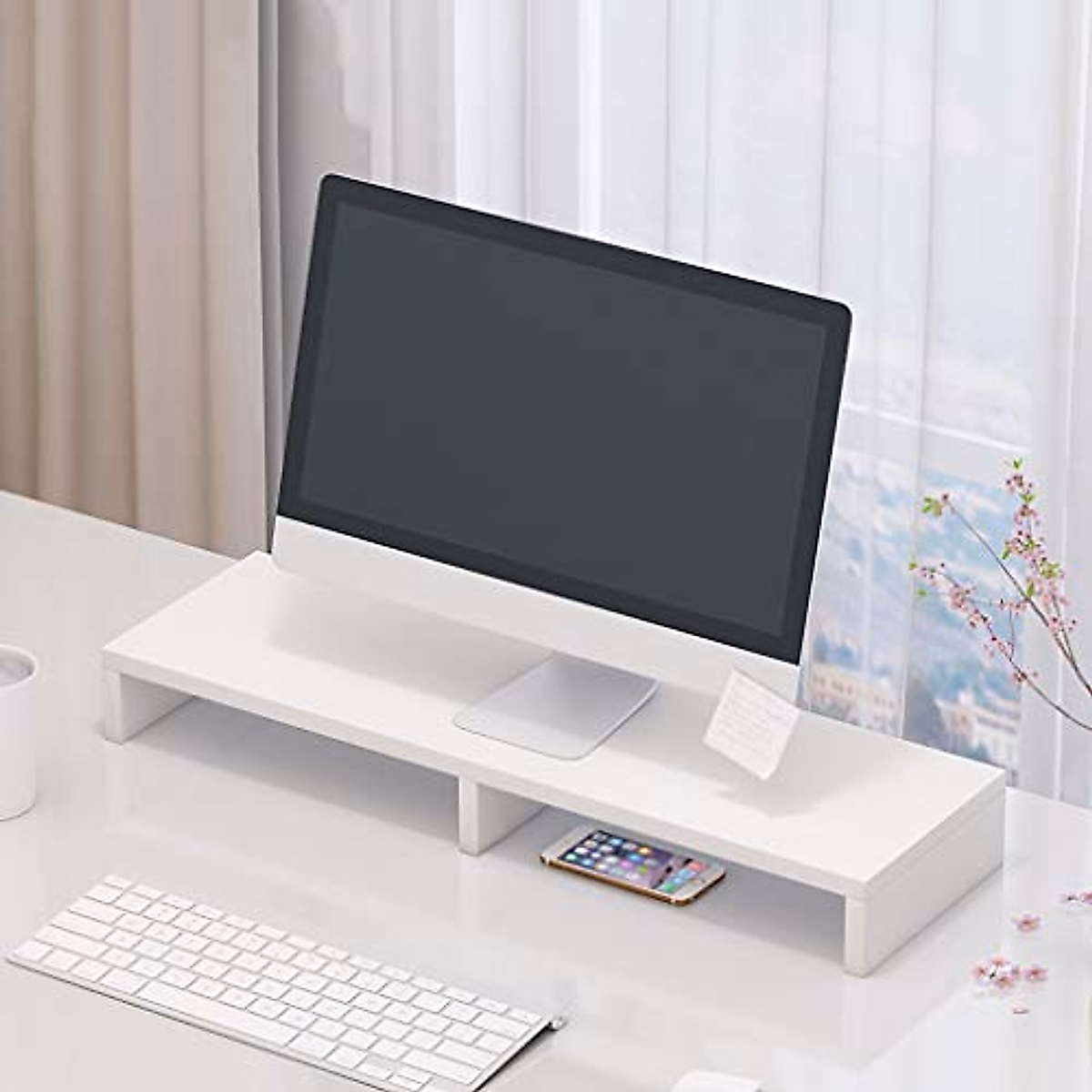 Heighten Shelf Bookshelf Magazine Rack Separate Storage Rack Freestanding Creativity Desktop Office Desk Home Office MUMUJIN (Color : White, Size : 50X20X6CM)