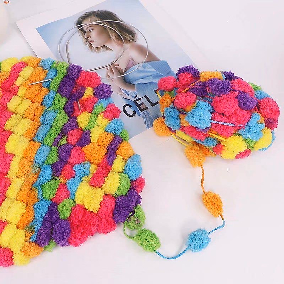 3 Pack Pomp-A-Doodle Yarn, Used for Car seat Cushion, Baby Blanket and Other DIY Knitting Yarn Craft Projects (Bean Paste)