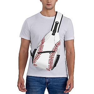 SURERUIM Baseball Sling Bag for Women Men Crossbody Shoulder Backpack Baseball Red Stitches on a White Background Chest Bags Cute Sports Ball Print Gym Bag Casual Travel Hiking Daypack