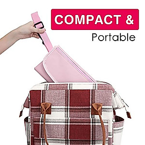Zooawa Baby Diaper Changing Pad, Lightweight Waterproof Christmas Travel Diaper Clutch for Newborn Boy & Girl, Diaper Changing Mat Station with Mesh Pockets, for Toddler Travel Changing Station, Pink