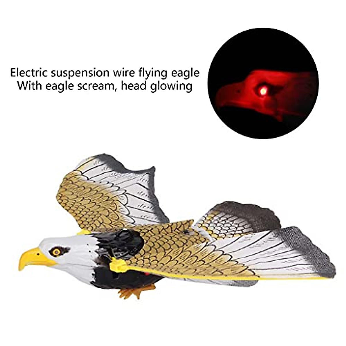 Hibye Hanging Flying Bird Luminous Eagle with Music Repellent Bird Scarer Garden Decoration Portable Household Gardening