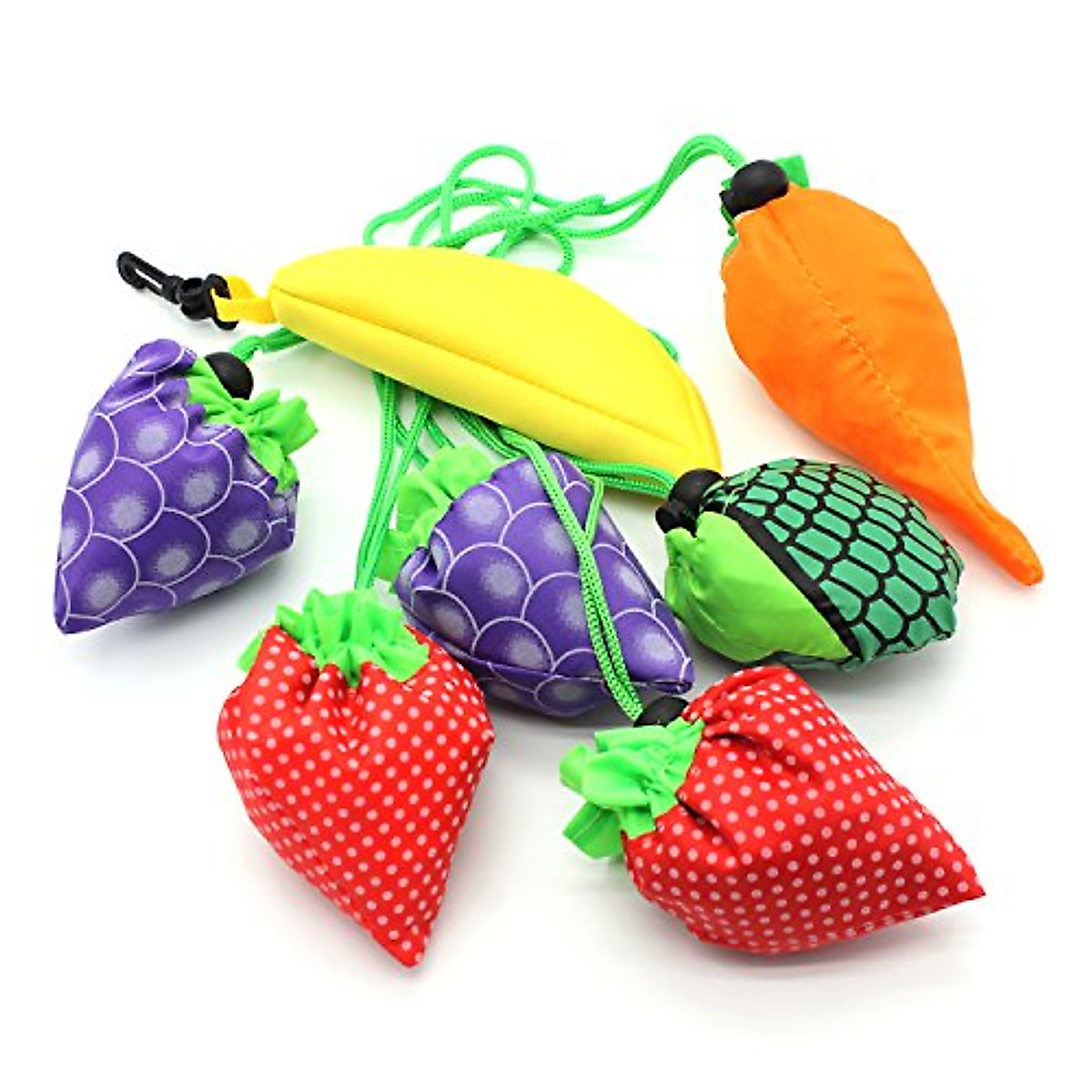 YUYIKES 10PCS Fruits Reusable Grocery Shopping Tote Bags Folding Pouch Storage Convenient for Travel