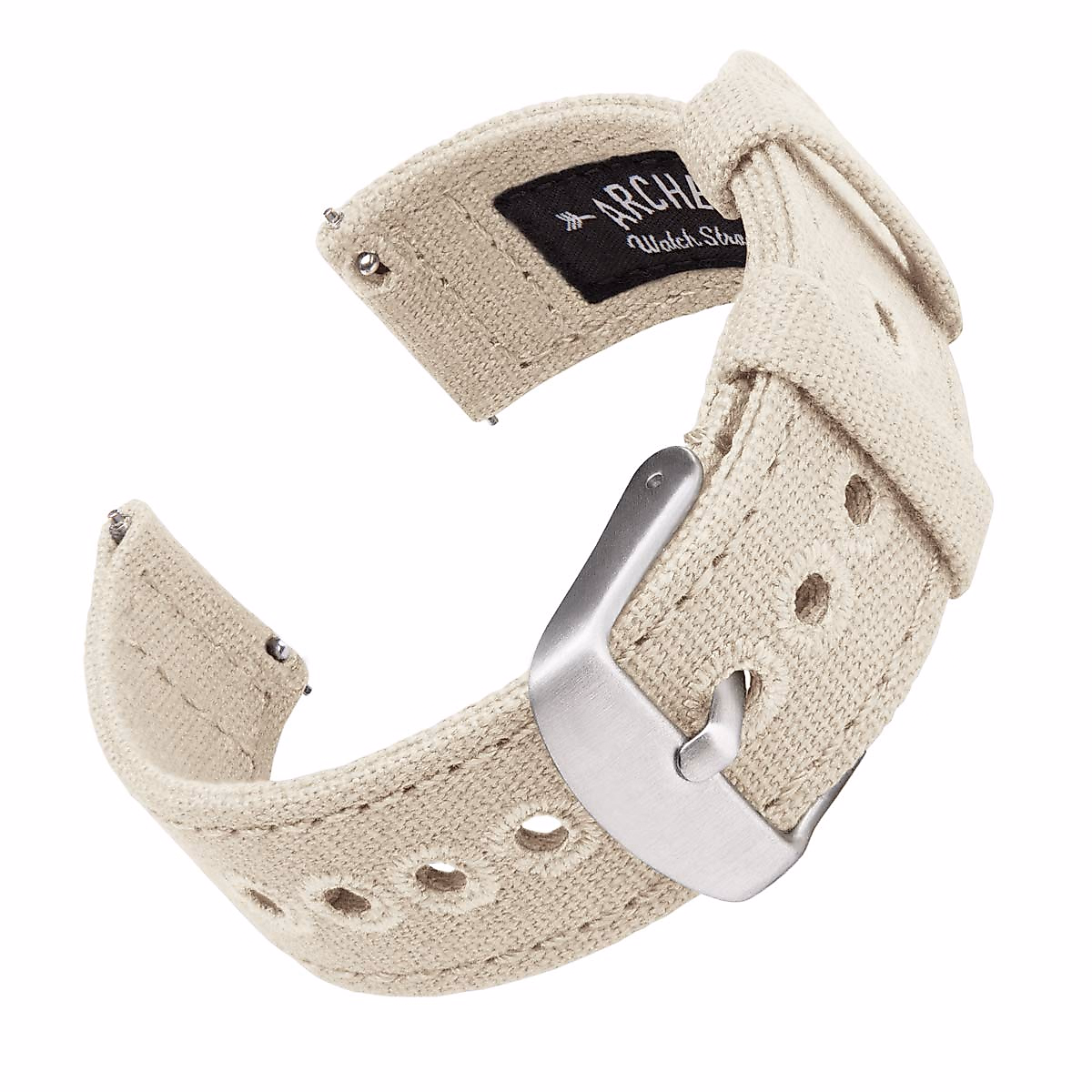 Archer Watch Straps - Canvas Quick Release Watch Bands (Alabaster, 18mm)