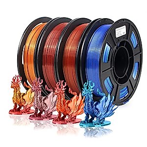 iSANGHU 4Packs Gradient Silk PLA 3D Printer Filament Bundle, Multicolor Changing 1.75 PLA Filament Bundle with Silk Shiny Surface, 3D Printing Filament for Most 3D Printers 250G/0.55lb*4 Sets