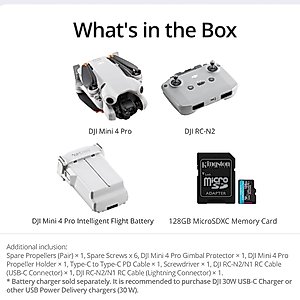 DJI Mini 4 Pro Quadcopter Drone with 128GB Card- Lightweight and Foldable Mini Camera Drone with 4K HDR Video, True Vertical Shooting, Obstacle Sensing and Intelligent Features (2 Items)