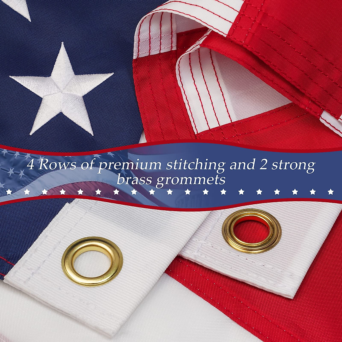 American Flag, Thickened Nylon US Flag, Durable American Flags for Outside 3x5, American Flag with Embroidered Stars & Brass Grommets, Bright Color USA Flag, Anti-Tear American Flags for Outdoor