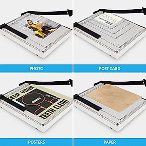 Paper Cutter for Cardstock Heavy Duty 12 inch, 12" Cut Length Guillotine Paper Trimmer for Cardstock Metal Base, 12 Sheets Capacity, for Home Office Classroom School, raw White