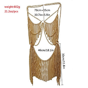 Allison Jennie Women's Sexy Suit Body Chain (010-Gold Colour)