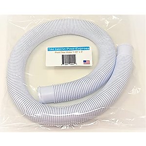 Tiki Island Pool Express 1-1/4 Inch x 3 Foot Long White Above Ground Pool Flex Connection Hose Filter or Suction