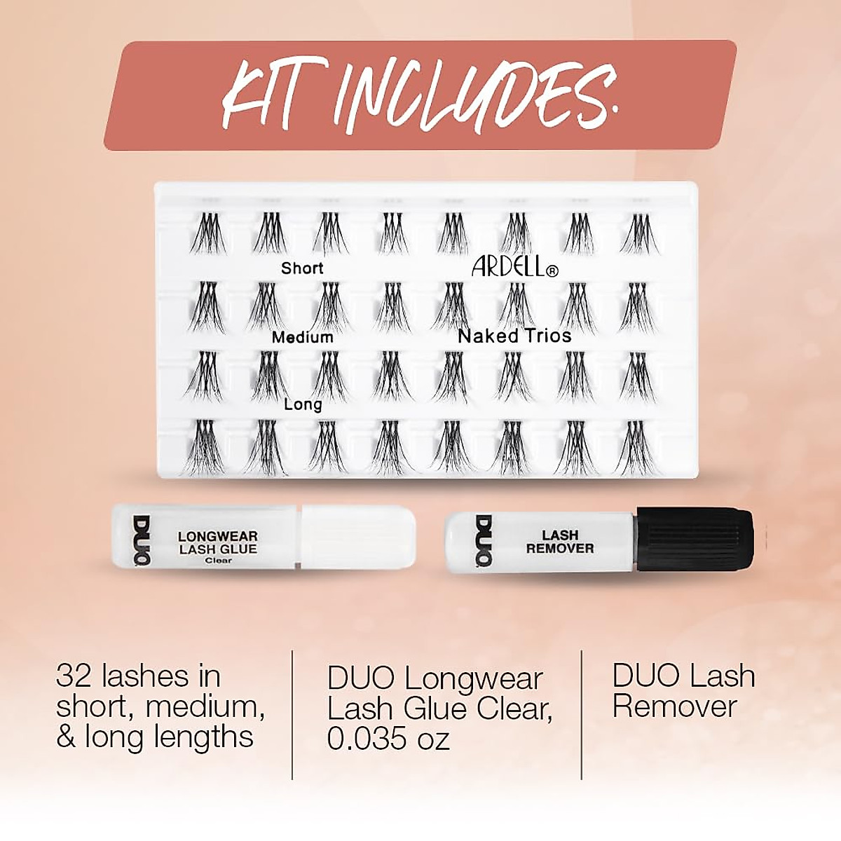 Ardell Naked Lashes Trios Kit, 32 Trios, 1 pack