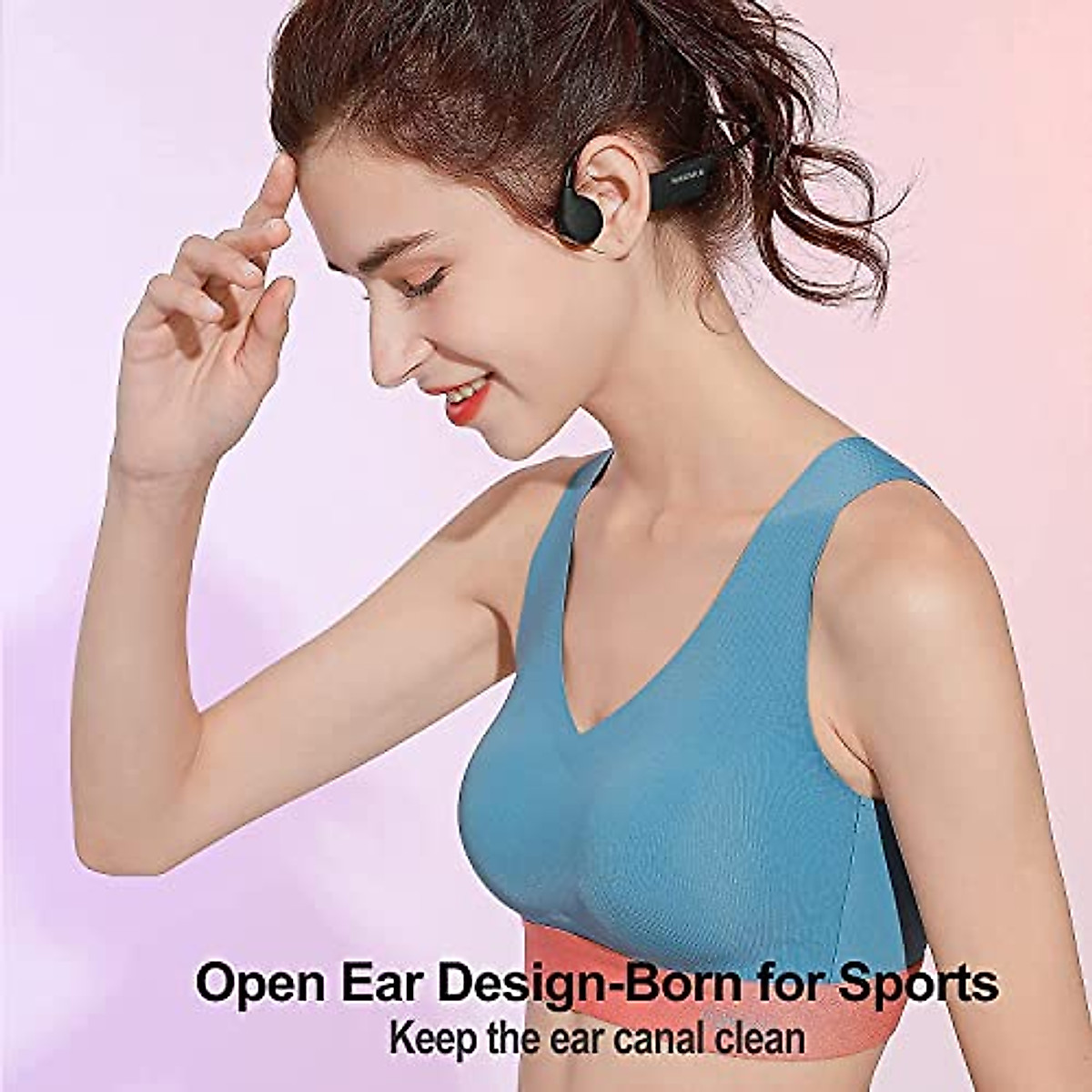 NANKA Bone Conduction Headphones, Open Ear Bluetooth Headphones with Mic, IPX6 Waterproof Wireless Headphones with Magnetic Charging for Sports