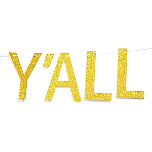 Qttier™ Cheers Y'All Gold Glitter Bunting Banner for Baby Shower Birthday Bachelorette Bridal Shower Wedding Engagement Party Decorations
