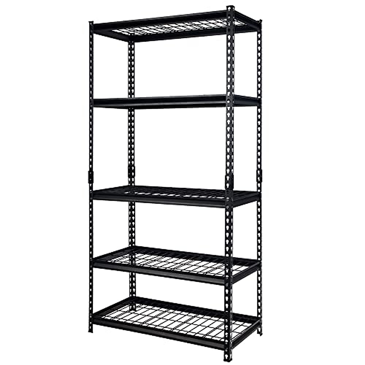 Pachira 36" W x 18" D x 72" H Adjustable Height 5-Shelf Steel Shelving Unit Utility Organizer Rack for Home, Office, and Warehouse, Black