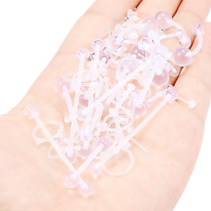 Cisyozi 16G Clear Plastic Nose Rings Stud Piercing jewelry Retainer Work Sport Surgery Silicone Lip Septum Eyebrow Belly Nipple Tongue Ring Cartilage Tragus Earrings Hoop Industrial Piercing Jewelry