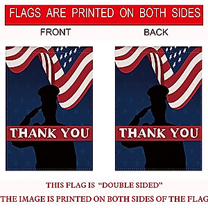 YaoChong Thank You American USA Patriotic Garden Flags Burlap Double Sided,Farmhouse Porch Patio Yard Outdoor Decorative for Veterans Day,Memorial Day,Fourth of July,Independence Day 12.5 x 18 Inch