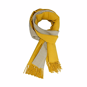 Scarf Cashmere Double-Sided Wrap Shawl Stole for Women Winter Large Men Solid Lambswool Scarf with Gift Bag Christmas Gifts (Yellow light gray)