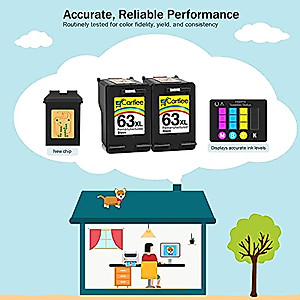 Cartlee 2 Black Remanufactured 63XL 63 XL High Yield Ink Cartridges For HP Envy 4512 4520 DeskJet 3632 2130 1110 1111 1112 2132 3630 3634 3637 3636 OfficeJet 3830 3833 4650 4655 4652 5255 5258 Printer