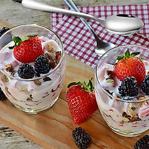 Teaspoons set of 6 Stainless Steel Classic Bead Teaspoons Dessert Spoon Stainless Steel Teaspoons Mirror Finish & Modern Design with Scalloped Edge Used in a Home Kitchen or Dining Room