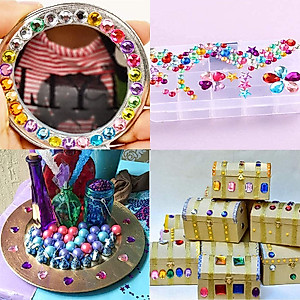 1200 Pcs Acrylic Flatback Rhinestones,12 Different Shape Gems for DIY Craft Jewels Gemstone Wedding Birthday Decoration (6-13mm) (Acrylic)