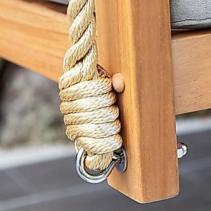 Blaine Teak Wood Porch Swing with Oyster Cushion