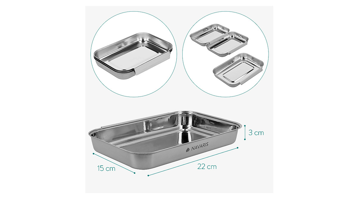Navaris Breading Trays Set - 3 Stainless Steel Pans for Perfect Breading