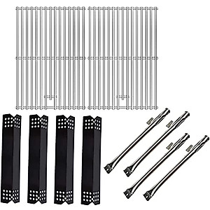 SafBbcue Replacement Stainless Steel Cooking Grid, Pipe Burner and Porcelain Steel Heat Plates Replacement Kit for Home Depot Nexgrill 720-0888, 720-0830H, 720-0830D Gas Grill Models