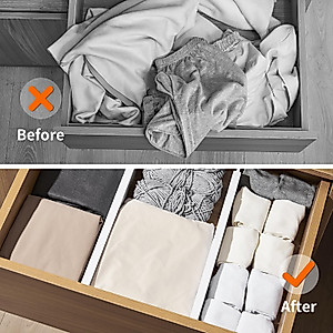 Canfanni Drawer Dividers 3 Pack, 2.36" High, 14.76-22.6" Adjustable Drawer Divider for Clothes, Plastic Dresser Organizer for Bedroom, Closet, Clothes, Office, Kitchen Storage