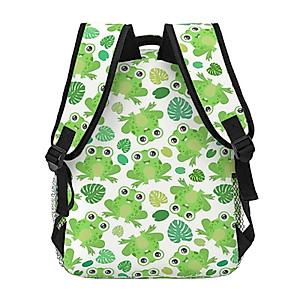 SDERDZSE Cute Frog Cartoon Print Backpack Casual Large Capacity Daypack Lightweight Travel Backpack For Men Women