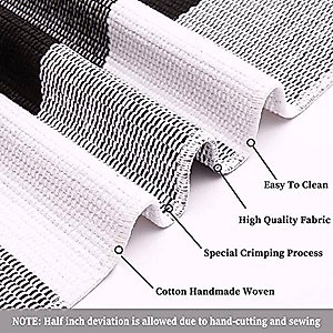 EARTHALL Buffalo Plaid Rug Black and White 5x7 Area Rug, Cotton Hand-Woven Washable Indoor Outdoor Area Rug Farmhouse/Dining Room/Bedroom/Living Room Rug Retro Lattice Checkered Carpet (59''x78'')