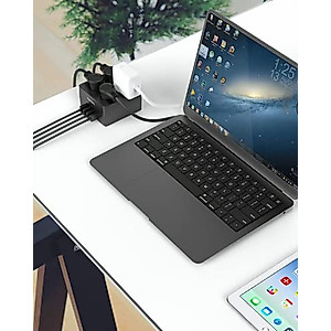 Power Strip, SUPERDANNY 4-Outlet 4-USB Surge Protector, 5 Ft Extension Cord, 900 Joules, Overload Switch, Grounded, Mountable, Desktop Charging Station for Home, Office, School, Dorm, Computer, White