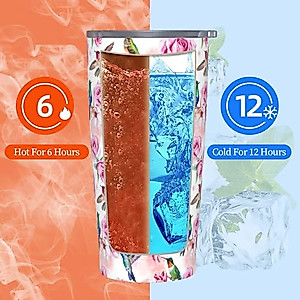 Yaxongx 20oz Tumbler Roses Hummingbird Double Wall Vacuum Insulated Coffee Mug with Lid and Metal Straw Brush Reusable Stainless Steel Water Bottle Travel Cup Gifts for Car Ice Drinks Hot Beverage