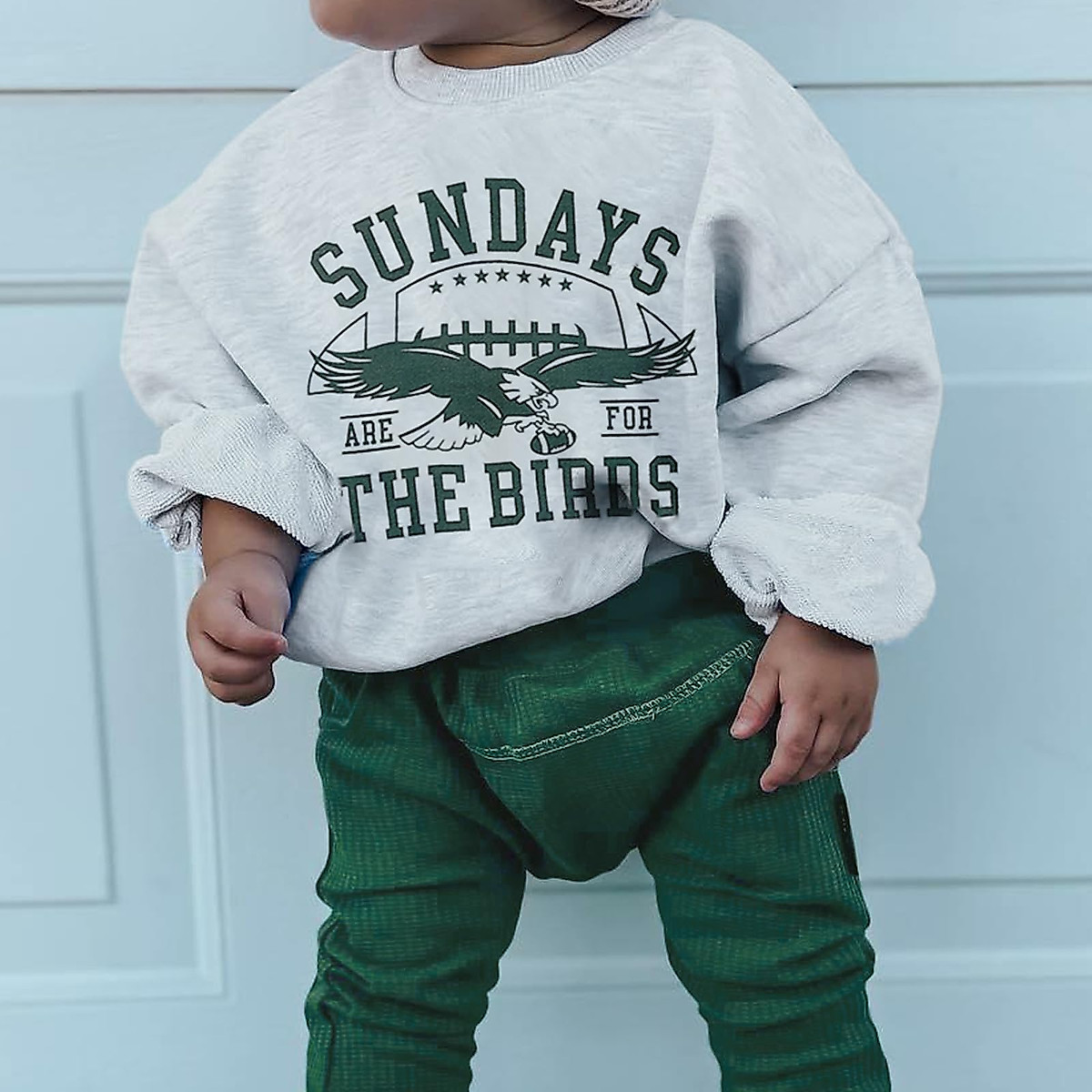 Dewadbow Football Baby Clothes Toddler Sundays are for The Birds Football Sweatshirt Top Pants Set Cute Fall Clothes (Gray, 0-6 Months)