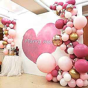 Jyouhin 130 PCS Rose and Pink Balloon Garland Arch Kit, Latex Balloons Rose Gold Butterfly Stickers Wall Decor for Wedding Party Birthday Bridal Shower Baby Shower Girl Boy Decoration