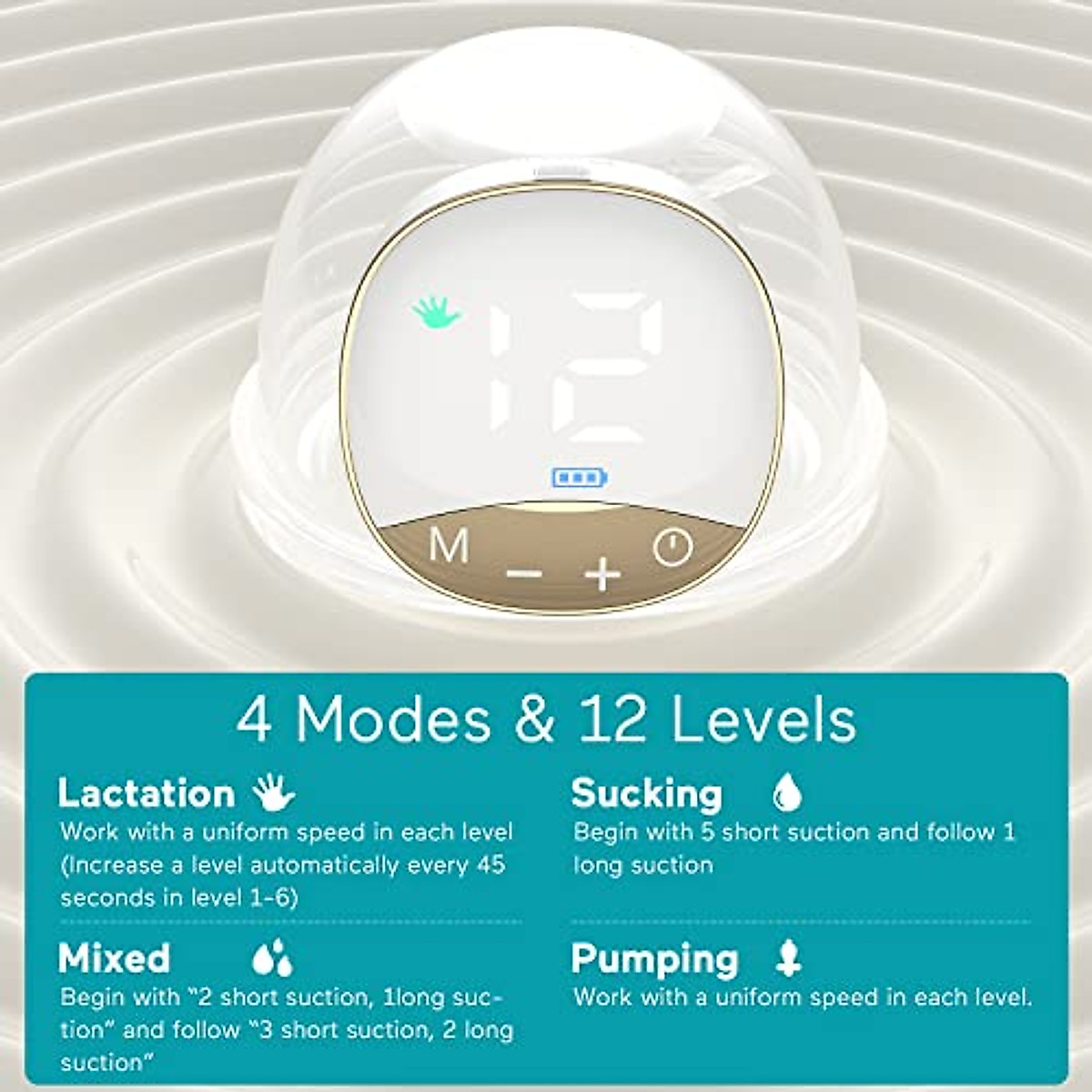 Paruu R10 Wearable Breast Pump Hands-Free, Electric Portable Breast Pump with 4 Modes & 12 Levels, Rechargeable & Smart Display, Memory Function, 19/21/25mm Flange, 2 Pack (Gold)