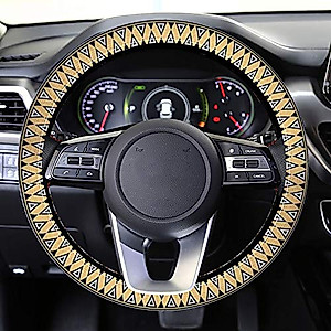 Geometric Composition With Triangle Pattern And Rhombus Of Bullseye Circles Carbon fiber steering wheel 3D sticker inner wheel button decorative cover trim
