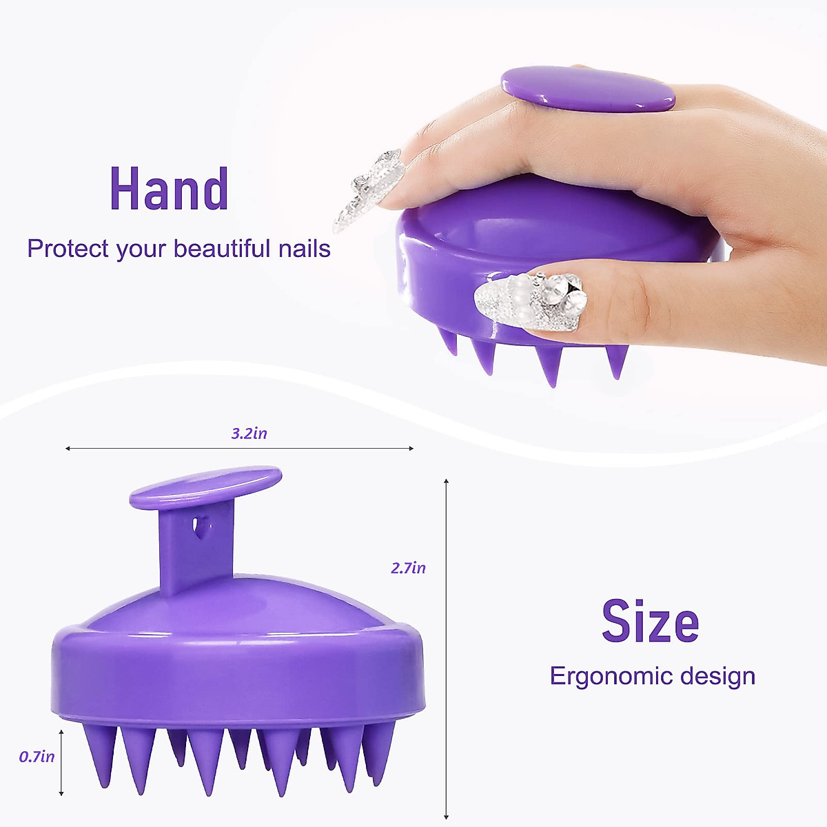 BEILAEEA Scalp Massager Shampoo Brush Hair Scalp Scrubber,Silicone Scalp Brush for Hair Growth & Dandruff Removal,Hair Shampoo Brush for Scalp Exfoliator(Purple)