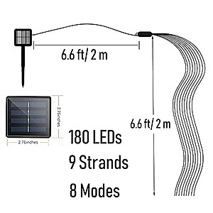 Mocalido Solar Fairy Lights Outdoor, Multi Strand 180 LEDs 8 Modes Watering Can Light, Waterproof Solar Powered Firefly Bunch Lights for Garden, Warm White