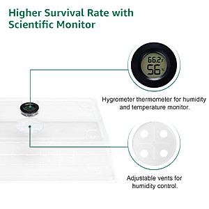Bonviee 3 Packs Seed Starter Tray with Hygrometer Thermometer, 40-Cell Seed Starter Kit with Clear and Elevated Humidity Dome, Greenhouse Kit Indoor for Cloning, Propagation, Sprouting and Germination