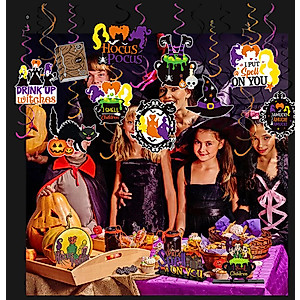 30pcs Hocus Pocus Decorations Halloween Hanging Swirl Decorations Hocus Pocus Birthday Decorations Hocus Pocus Party Supplies for Gender Reveal Trunk or Treat Witch Hocus Pocus Baby Shower Decorations