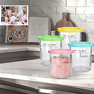 GOHOHOF for Ninja Creami Deluxe Pints and Lids - 4 Pack Extra Replacement Pints Compatible with Ninja Creami NC501 NC500 Series Deluxe Ice Cream Maker Creamy Deluxe Pint Containers