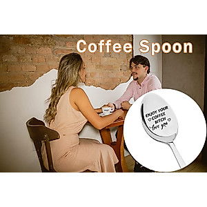 Best Friend Bestie Spoon Gifts for Women Men Funny Coffeespoons for Best Friends BFF Birthday Gifts for Besties Sister Brother Enjoy Your Coffee Spoon for Husband Boyfriend Anniversary Present