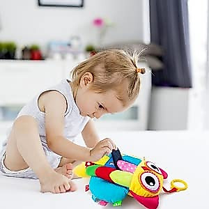 teytoy My First Baby Toys-Who Do You See, Baby Crinkle Activity and Teething Toy with Multi-Sensory Rattle and Textures, Owl