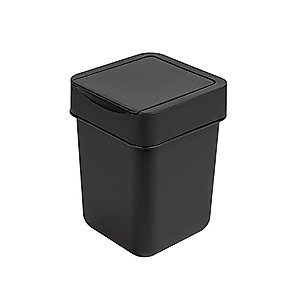 carrotez Mini Trash Can, Countertop Trash Can, 2 Liter/ 0.5 Gallon, Mini Wastebasket, Small Trash Can, Garbage Container Bin for Coffee Bar, Bathroom, Office, Countertop, Bedroom - Black