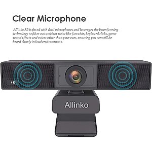 Nano shield 𝐒𝐀𝐕𝐄 𝟔𝟎% 4K Webcam with Noise Cancelling Mic, Full HD Web Camera Wide Screen Video Calling Recording Game Streaming for Mac OS X Win 10 8 7 Vista XP (4K)