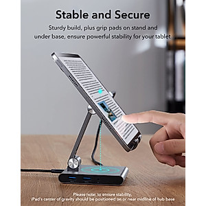 ESR 8-in-1 Portable Stand Hub, USB C Hub with Adjustable Stand, 100W PD Charging, 2 USB 3.0 Ports, 4K HDMI, 3.5-mm Jack, SD/microSD Card Slots, Compatible with iPad 10, iPad Pro, and Other USB-C iPads