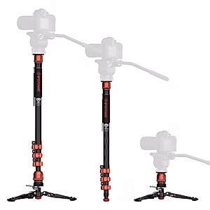 IFOOTAGE Cobra 3 Carbon Fiber Monopod with Pedal, 71" Professional Monopod for Cameras, Portable Travel Monopod with Feet, Max Load 17.64 lbs, Compatible with Sony Canon Nikon DSLR Camera, C180F-P