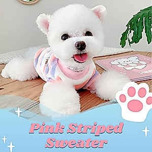 Striped Dog Sweater Dog Sweaters for Small Dogs Boy Girl Winter Puppy Shirt Cute Pet Clothes Outfits Apparel Warm Fleece Cats Vest Apparel for Chihuahua Yorkie Teacup 3 Pack (Medium, Stripe)