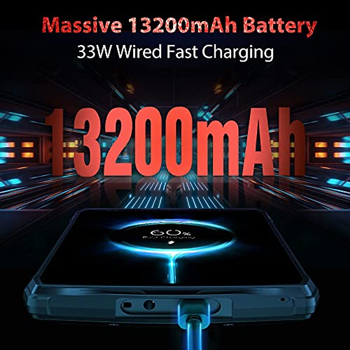 Ulefone Power Armor 13 Rugged Smartphone, IP68 Waterproof Phone, 13200mAh Battery, 15W Wireless Charge, 48MP Four Rear Camera, 6.81" FHD+, Helio G95 Octa-core Android 12, 8GB + 128GB, Dual 4G Unlocked