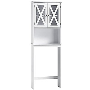 Sauder Cottage Road Over-Toilet Bathroom Etagere with Doors, White Finish